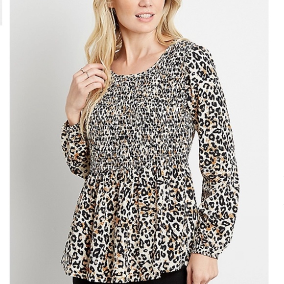 Beige by eci | Tops | Eci Smocked Bodice Babydoll Round Neck Long ...